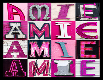 AMIE Name Poster featuring photos of actual PINK sign letters | eBay