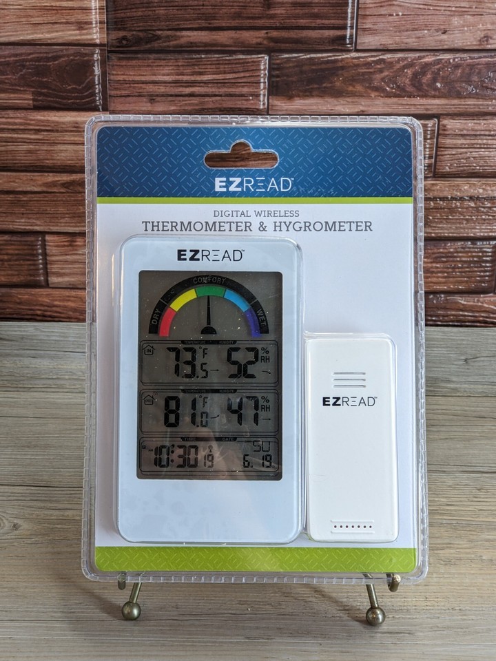 EZ Read Digital Wireless Thermometer & Hygrometer Headwind 100' Range w ...