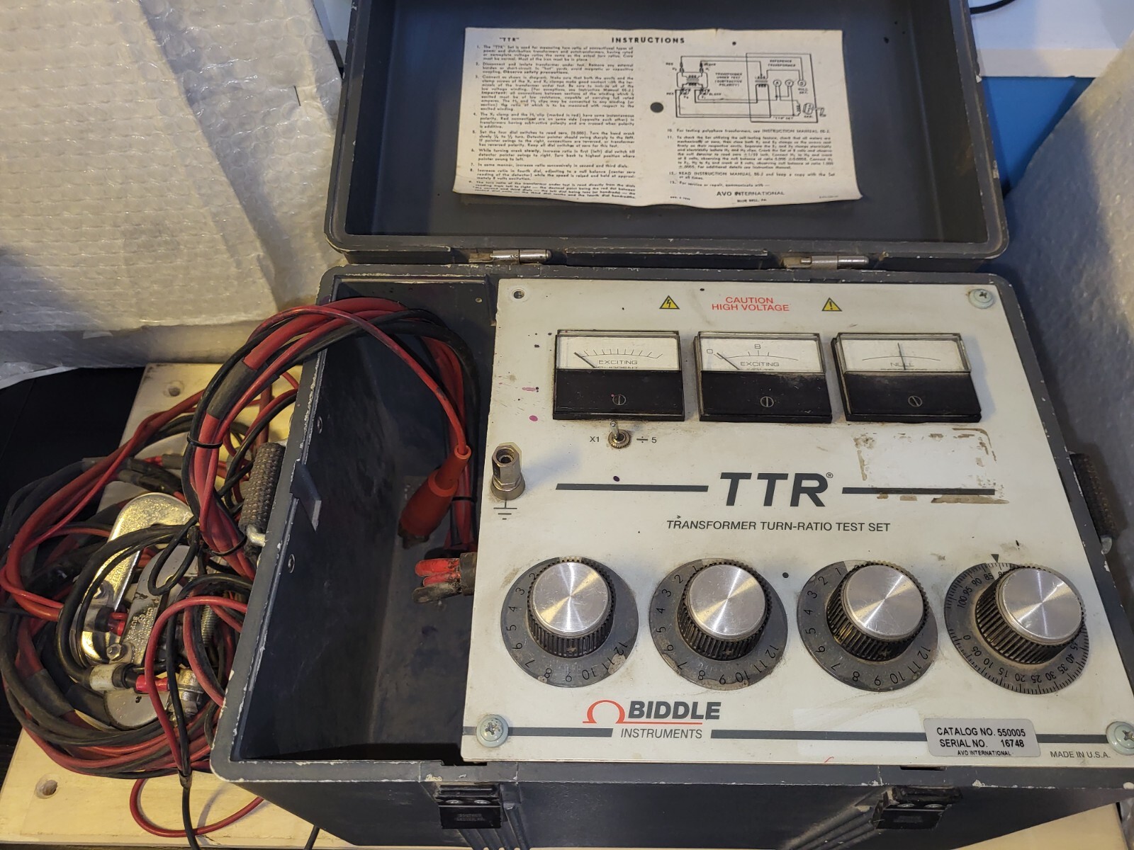Biddle TTR Transformer Turn-Ratio Tet Set 550005 w/Cables | eBay