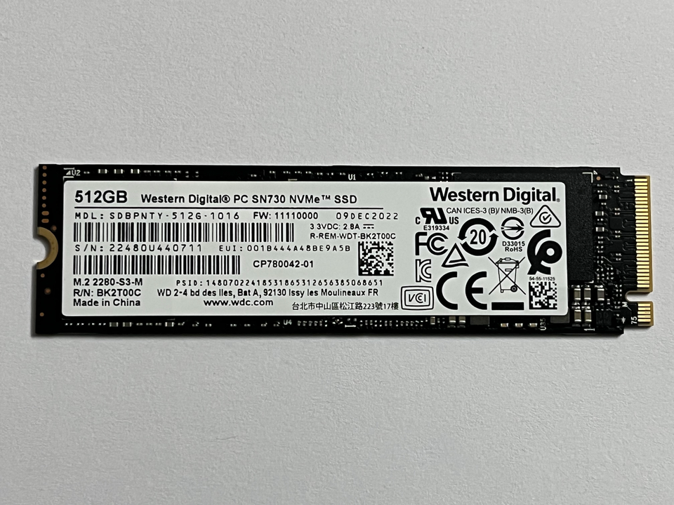 Western Digital PC SN730 SDBPNTY-512G-1016 512GB SSD M.2 2280 NVMe PCIe ...