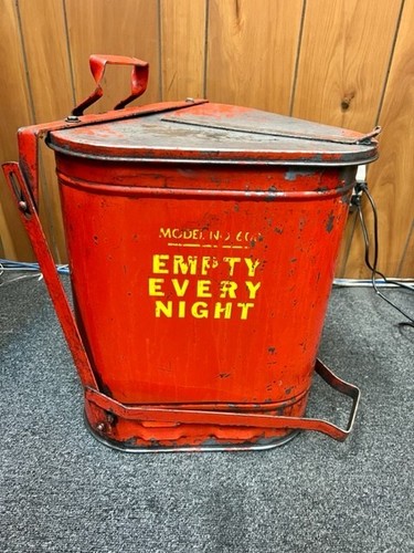 Vintage Auto Garage Shop, Oily Rag Waste Can Eagle #608 Red Empty Every ...