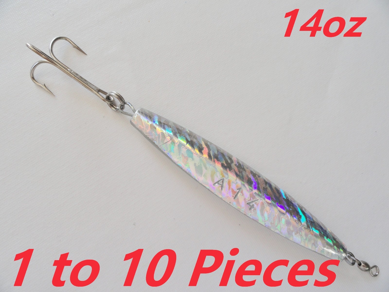 1-10 pcs 14oz Diamond Jig Holographic Laser Saltwater Lures w/ Treble ...