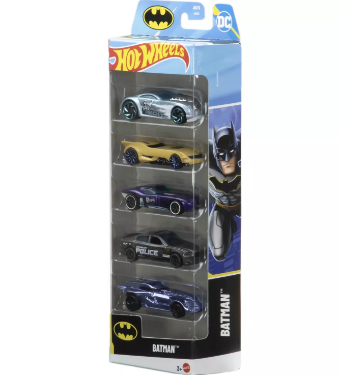 Hot Wheels 1:64 Batman 5-Pack (DC) + Six Car Case, 6x6.5-in ...