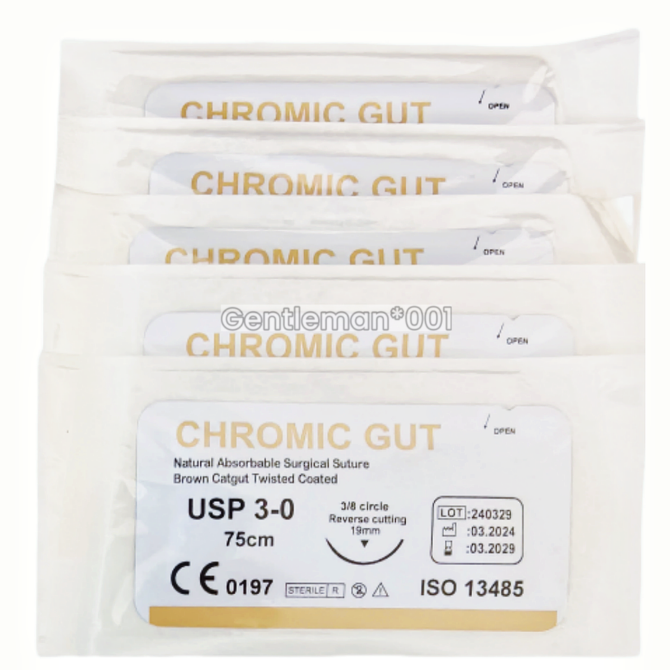 Chromic Gut Absorbable Dental Surgical Sutures Natural Needled Traning ...