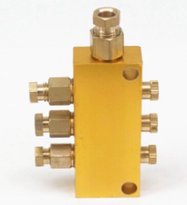 Brass 3 Way Adjustable Lube Oil Grease Distributor Valve Manifold Block ...
