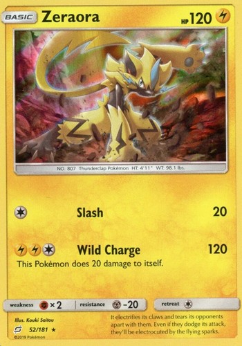 Pokemon TCG Zeraora 52/181 Sm- Team Up Holo Rare | eBay