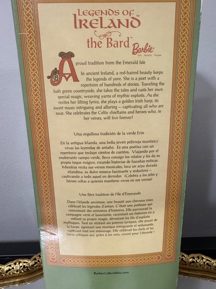 Barbie Legends of Ireland Limited Edition The Bard Doll 2003 Mattel ...