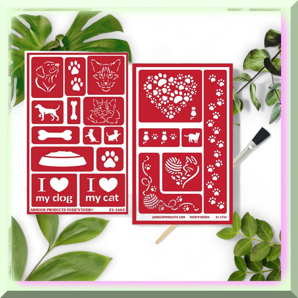 Pawfect Prints: Reusable Kitty & Puppies Template Set for Painting ...