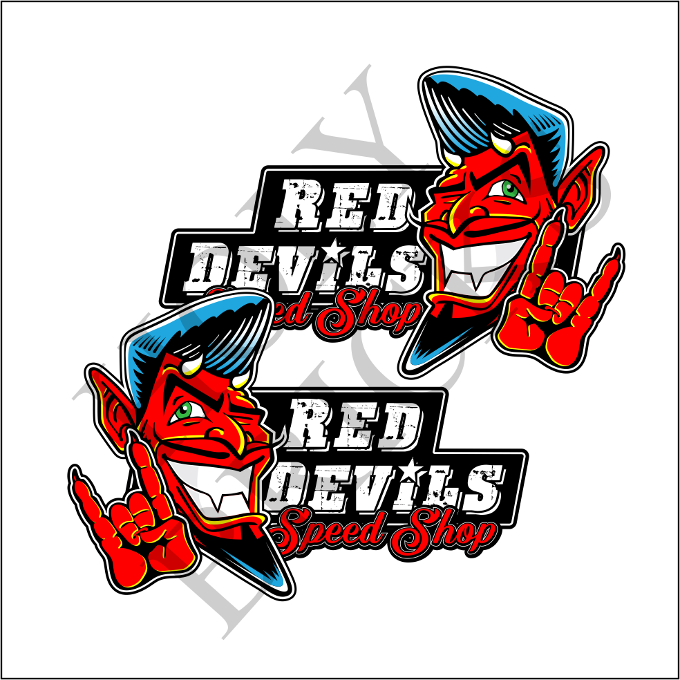 10cm 2er Set Red Devils Oldschool Sticker Hot Rod US Cars Vintage ...