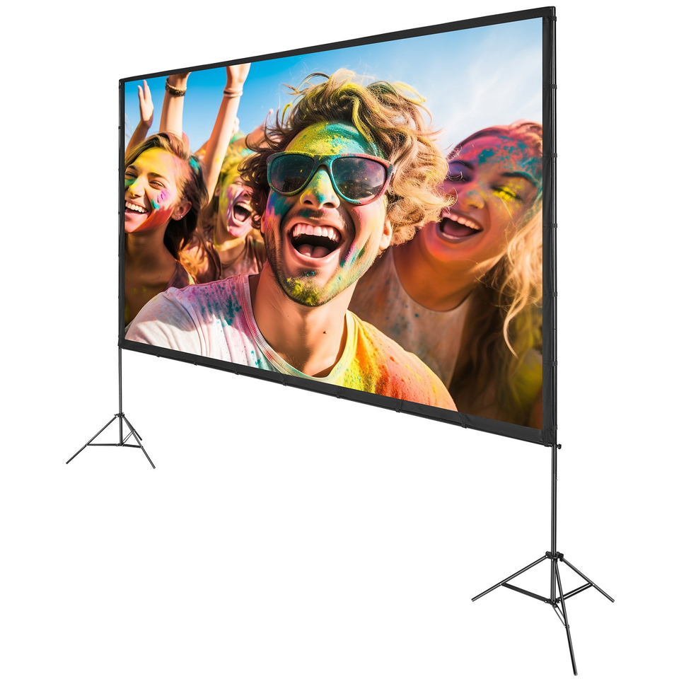 VEVOR Projector Screen with Stand, 150 inch 16:9 4K 1080 HD Outdoor ...