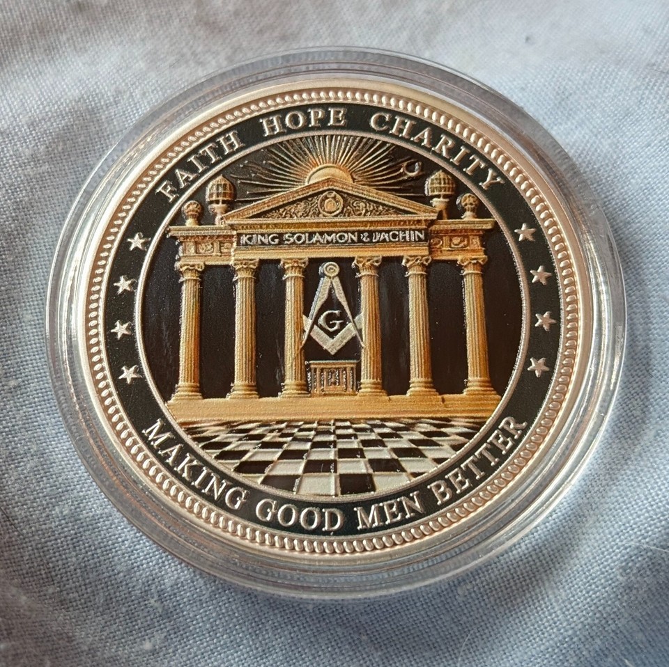 Masonic Coin Silver Gold Mason Unusual Jewel Knights Templar Vintage ...