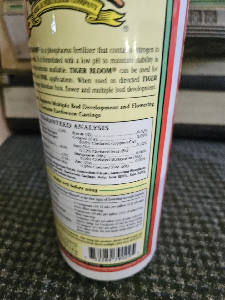 Fox Farm Tiger Bloom Liquid Concentrate Fertilizer, Quart 752289790225 ...