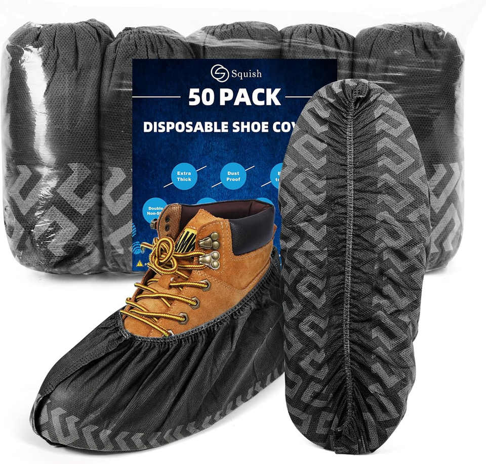 Boot Covers Disposable Non Slip, Black Durable Shoe Covers Disposable ...
