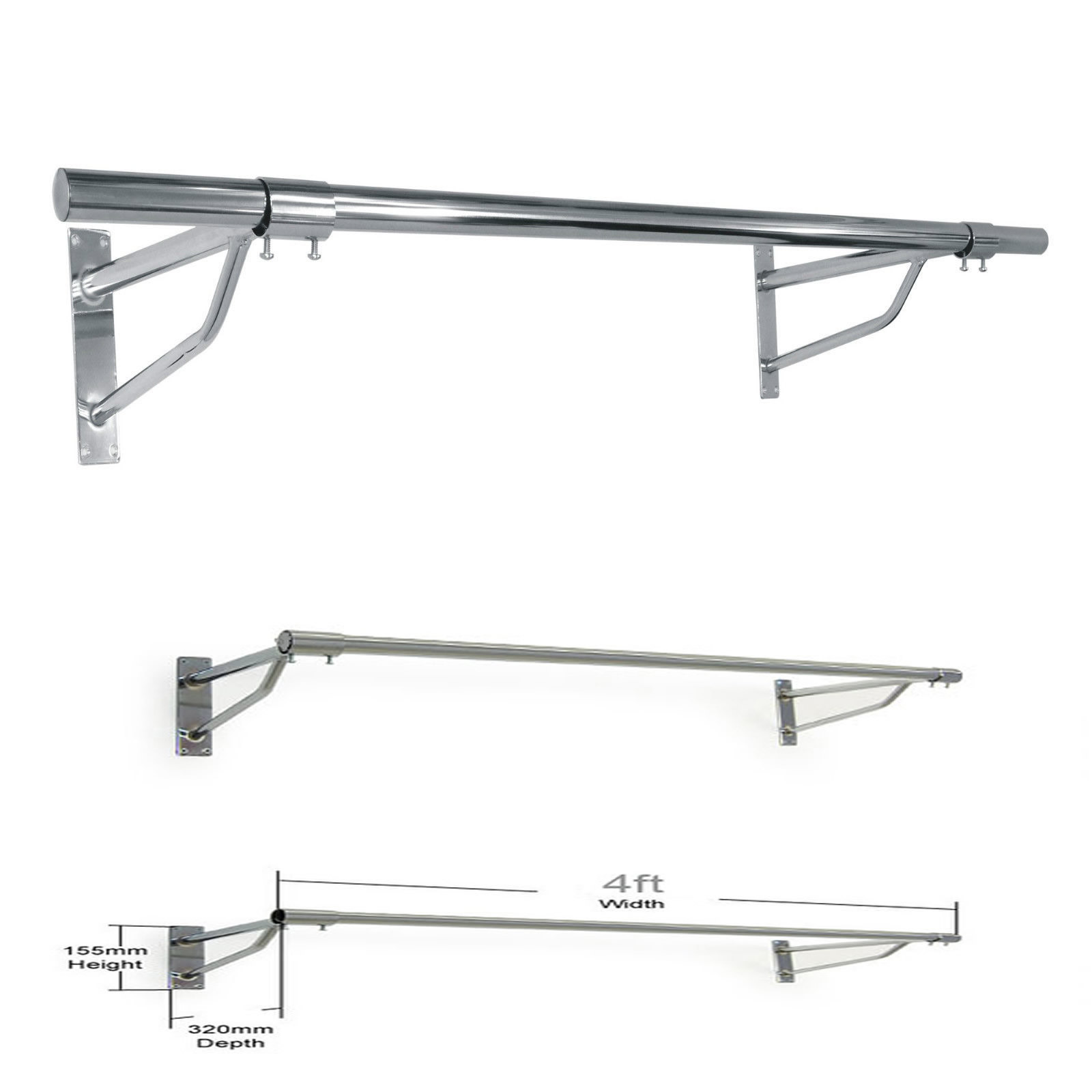 WALL MOUNTED HANGING TUBE CLOTHES RAIL | Grelly UK