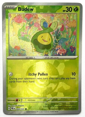 Budew 004/131 (Poke Ball Pattern) - Prismatic Evolutions Reverse Holo ...