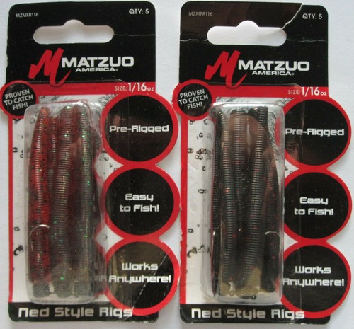2 - MATZUO Ned Style Rigs - 5/Pk - 1/16 oz. - Cinnamon Green Flake ...