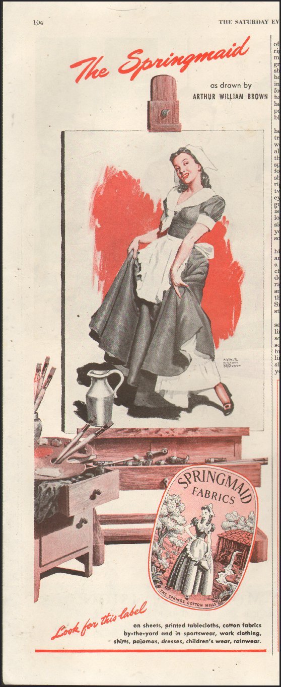 1946 Vintage ad for Springmaid Fabrics`Art Sexy Model Apron 092218 | eBay