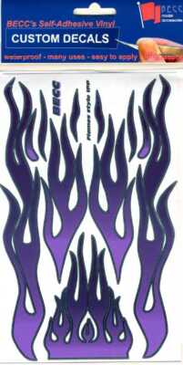 Becc Flames Type 1 PPVinyl Decals suit 1:10-12 Scale cars or similar ...