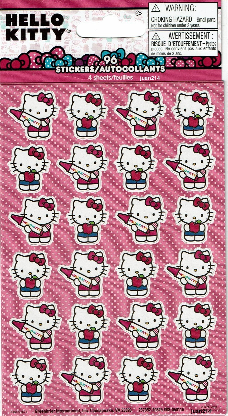 Hello Kitty - 96 Count Stickers ST4202DI Scrapbook Seals Rewards | eBay