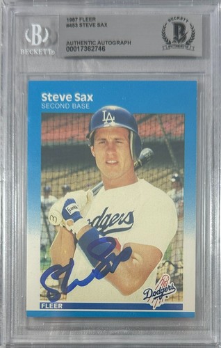 Steve Sax auto signed card 1986 Mountain Lion #453 MLB White Sox BAS ...