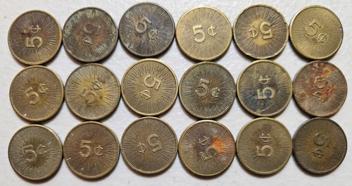 Vietnam War Era Nickel Size (5 Cents) US Military Club Tokens Lot of 18 ...