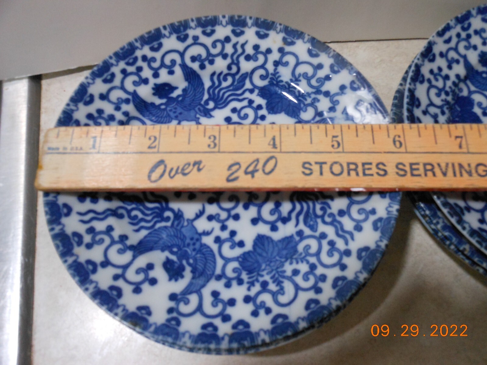 Antique 6" Japanese Blue & White Phoenix Plates Dessert Salad Lot of 9 ...