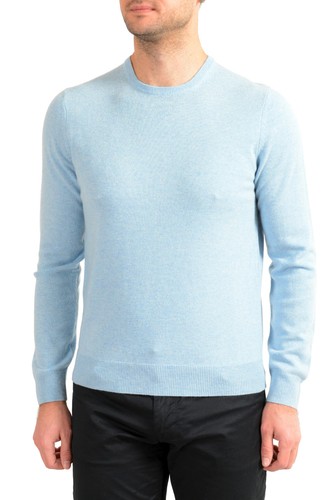 Malo Optimum Men's Ice Blue Wool Cashmere Crewneck Pullover Sweater ...
