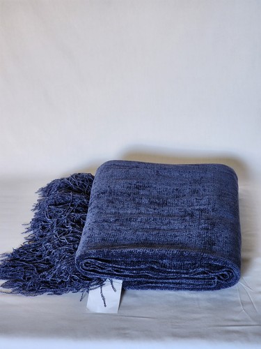 New Sutton Place Luxury Chenille Dark Blue Throw With Fringe 50"X 70 ...