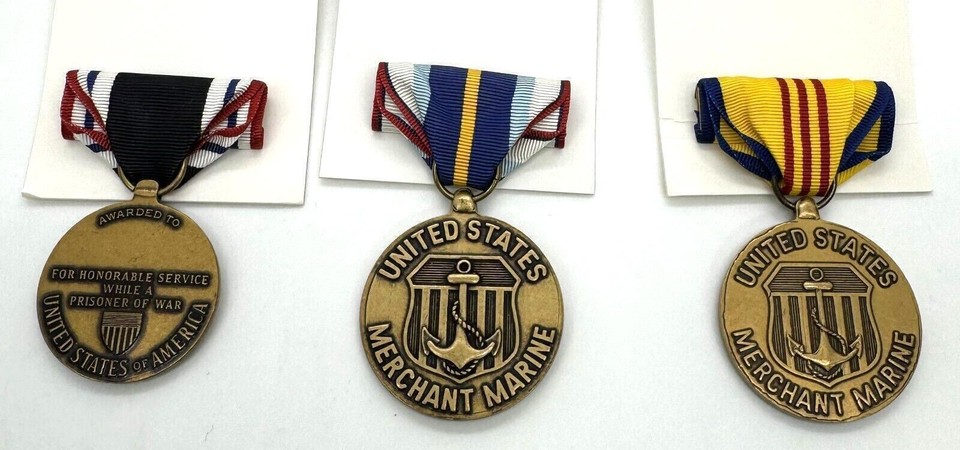 Lot of 3 United States Military Merchant Marine and POW Service Ribbon ...
