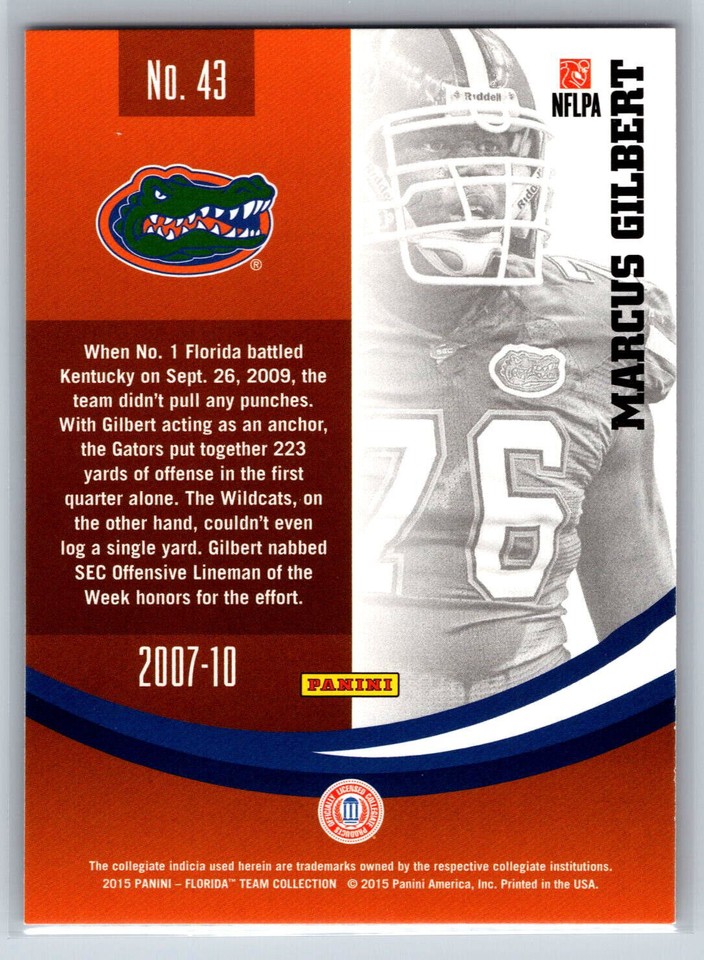 2015 Panini Collegiate Florida Marcus Gilbert #43 | eBay