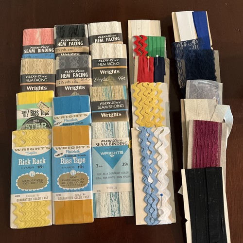 Wrights Vintage Lot Of Bias Tape, Seam Binding, Ric Rac Etc Assorted ...