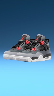 Nike Air Jordan 4 Retro Infrared GS Sz 4Y, Womens 5.5 Black Grey Red ...