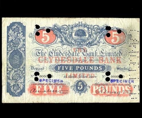 SCOTLAND 5 POUNDS 1938 P-186 **GLASGOW FLOURISH ** Specimen ** | eBay
