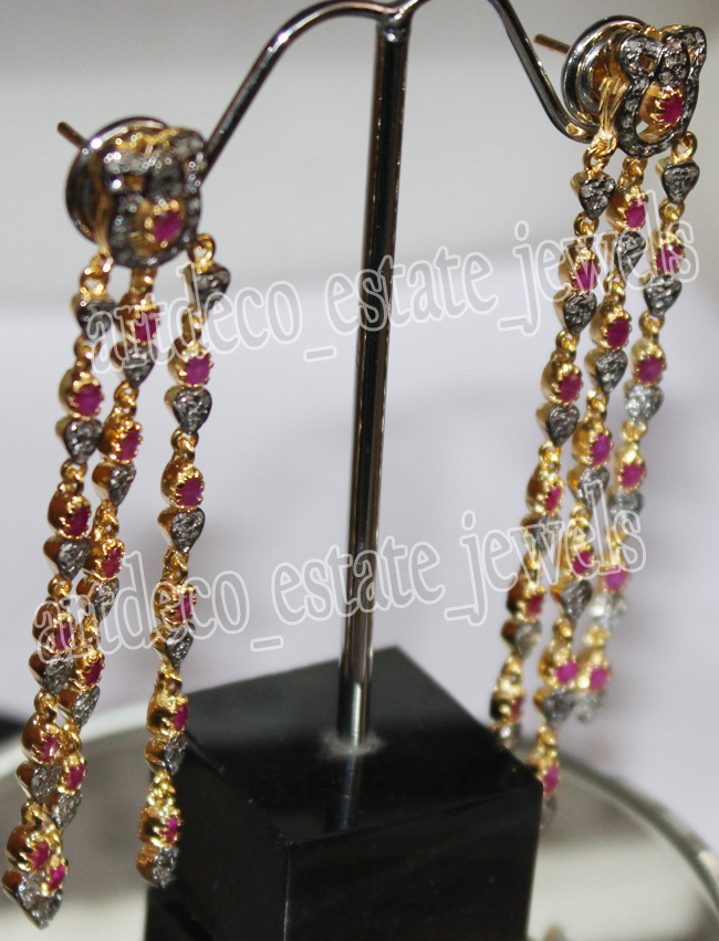 4.50ct Rose Cut Diamond Antique Look 925 Sterling Silver Ruby Dangler Earring | eBay