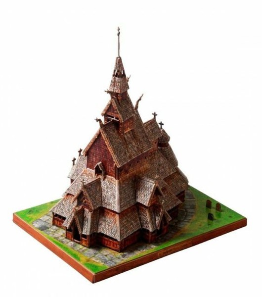 Building Borgund Stave Church in Norway Cardboard Model Kit HO 1/87 for ...