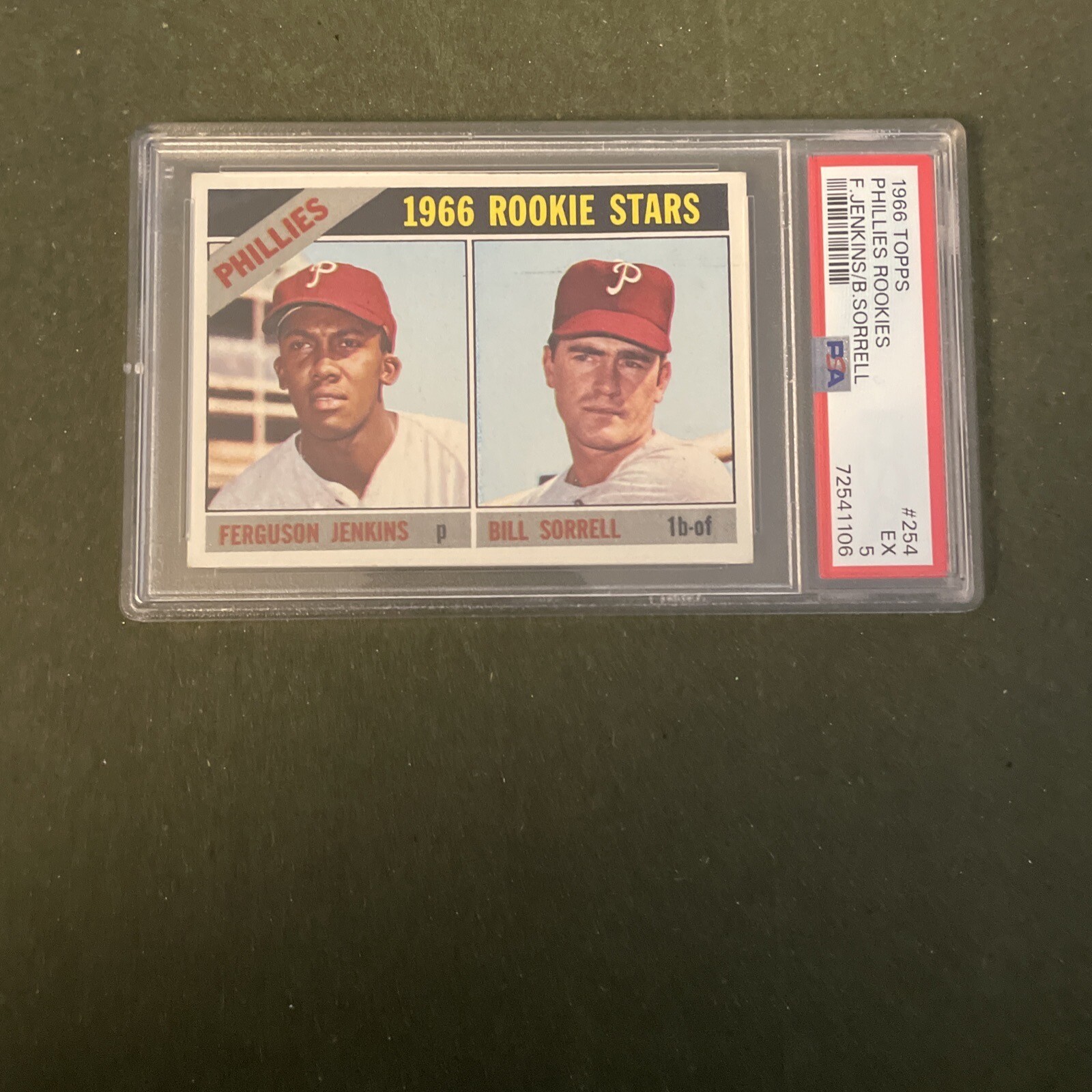 1966 Topps Phillies Rookies #254 Fergie Jenkins Bill Sorrell PSA 5 EX ...