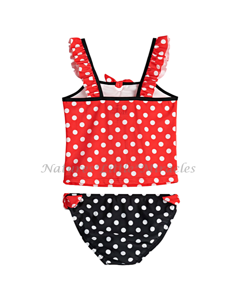 NWT Disney Minnie Mouse Swimsuit Girls Tankini Bikini Set Size 4 5 6 ...