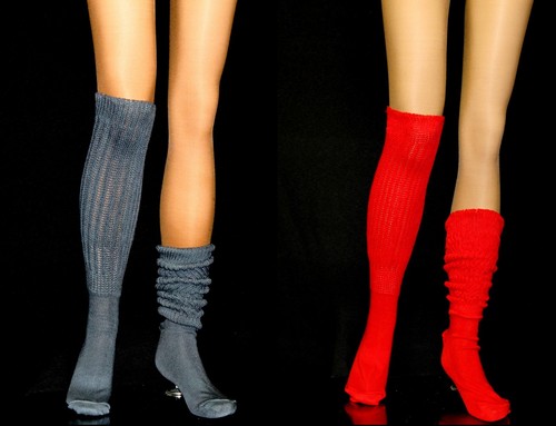 2 = 1 Charcoal 1 Red Slouch Socks Long Sexy Warm Comfy Scrunchie Soccer ...