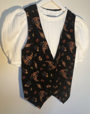 Thanksgiving Vest Cornucopia Tie Back Holiday Basic Editions Large | eBay