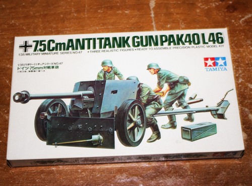 Tamiya WWII German 7.5Cm Anti-Tank Gun Pak 40/L46 Model Kit No. 47 Crew ...
