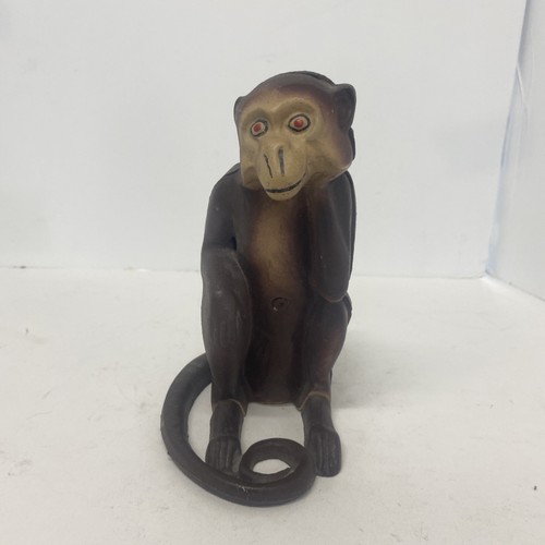 Vintage Painted Cast Iron Sitting Monkey Coin Bank or Door Stop 7.5 ...