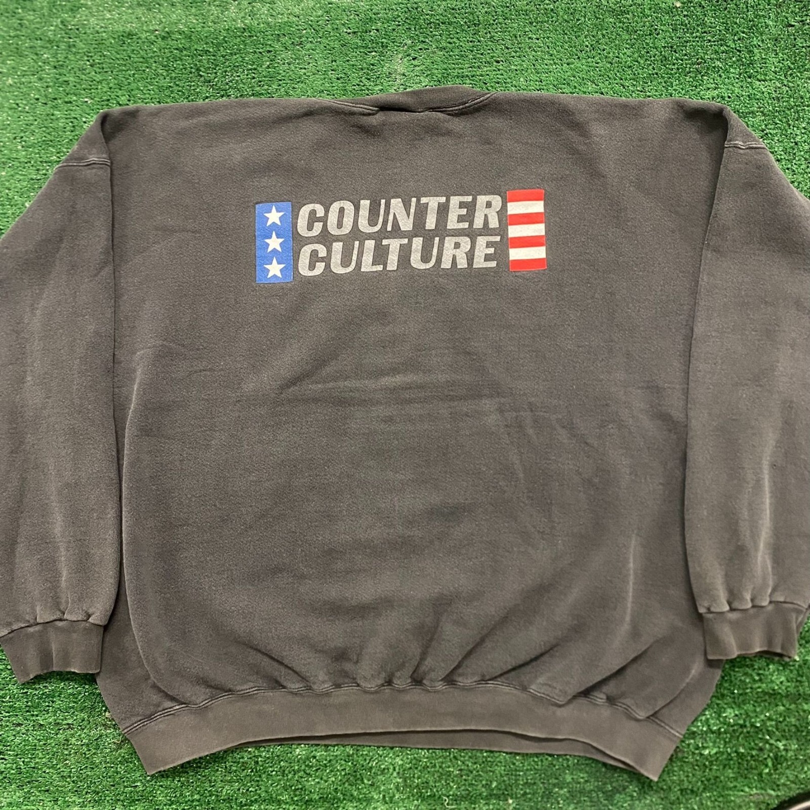 Vintage 1990s 2000s Counter Culture Flag Sun Faded Bl… - Gem