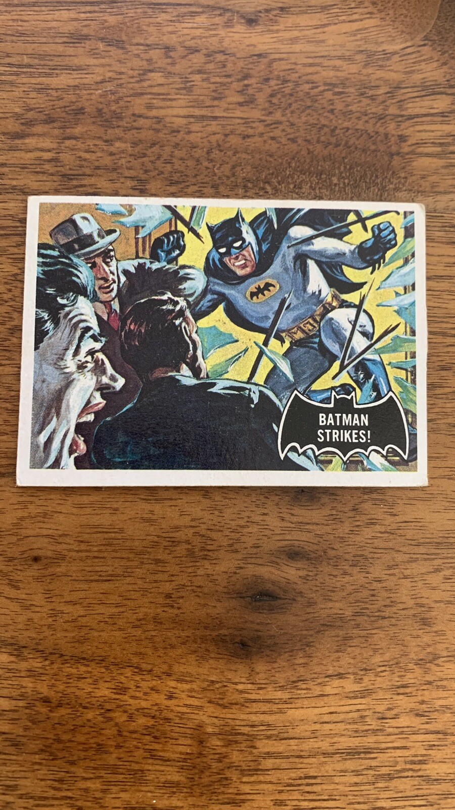 1966 Topps Batman Black Bat Series Trading Card # 12 "Batman Strikes ...