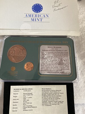 ABRAHAM LINCOLN BICENTENNIAL SET AMERICAN MINT LIMITED EDITION 20,000 W ...
