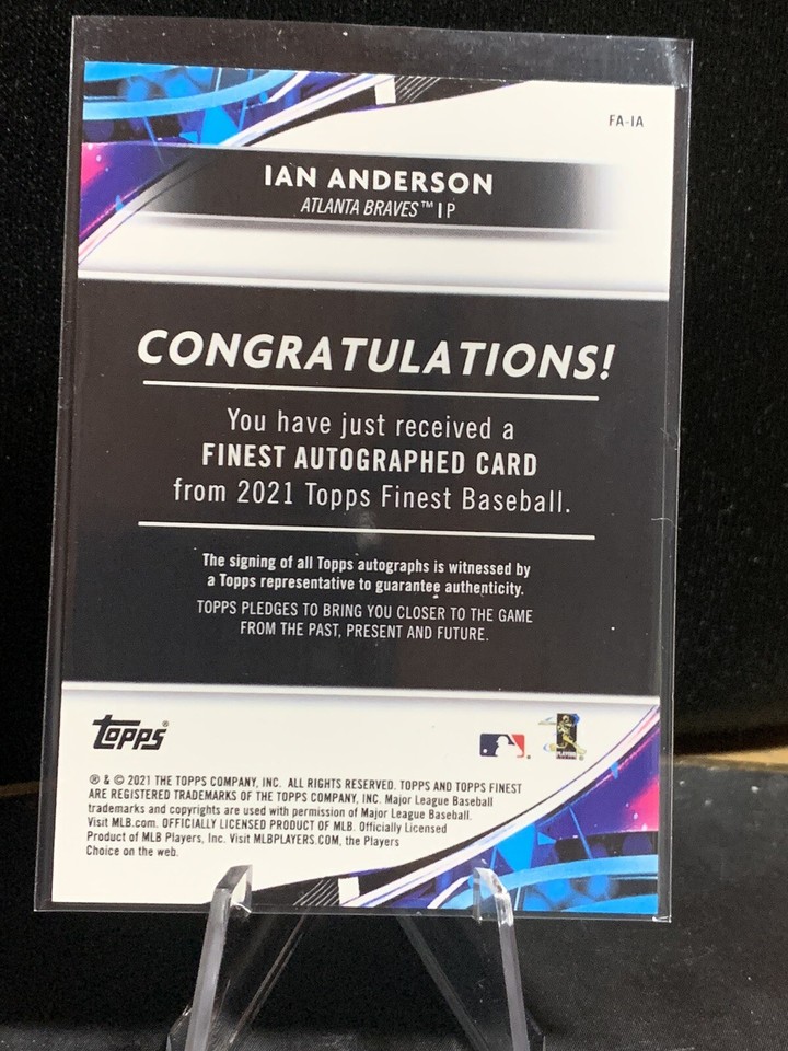 2021 Topps Finest Ian Anderson Blue Refractor On Card Autograph #65/150 ...