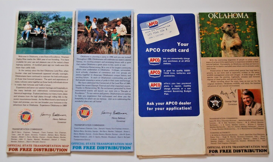 Oklahoma Travel Maps APCO 1972-1998 Native America Turnpikes Centennial ...