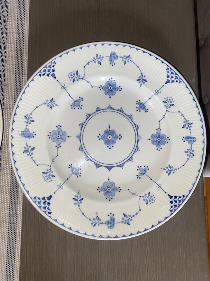 X3 Vintage FURNIVALS Blue Denmark 10" Dinner Plates Large China Plate ...