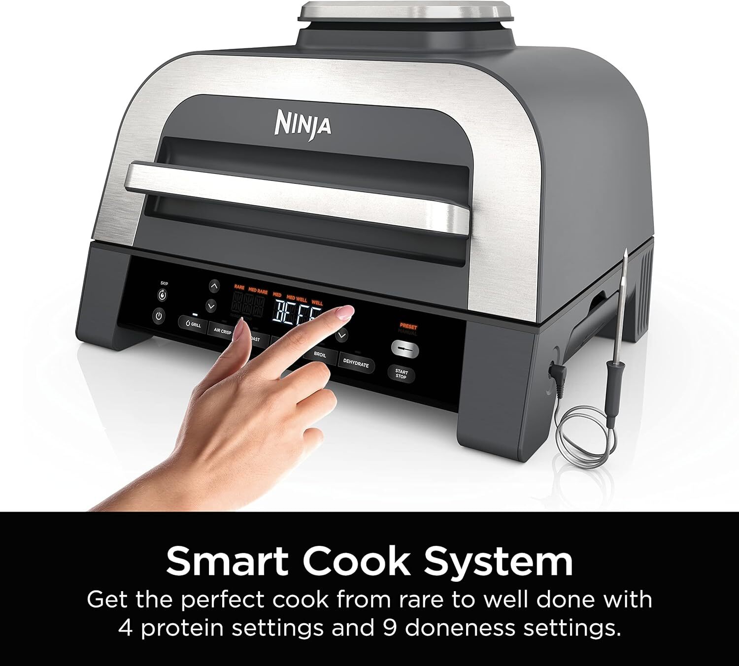 Ninja DG551 Foodi Smart XL 6-in-1 Indoor Grill w/ Smart Cook System ...