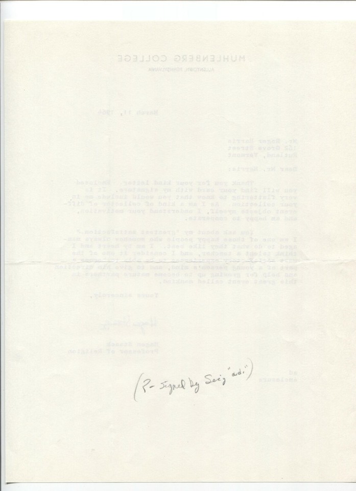 Hagen Staack Signed Letter Autographed Signature Professor Author ...