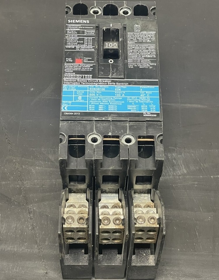 Siemens ED63B100 Molded Case Circuit Breaker 100 Amp 600 Volt | eBay